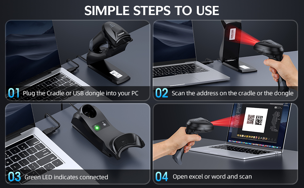How to pair TEEMI 2D Scanner with the USB Dongle or the USB Cradle ...